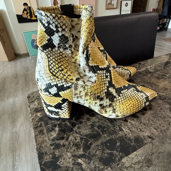 Aldo | Shoes | Yellow Snake Print Ankle Boots | Poshmark